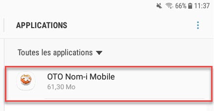 Désinstaller l’application mobile – OTO Nom-i – Aide en ligne